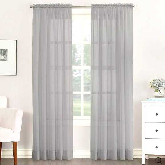 Accents | New 84 In Sheer Window Panels With Rod Pockets Gray | Poshmark